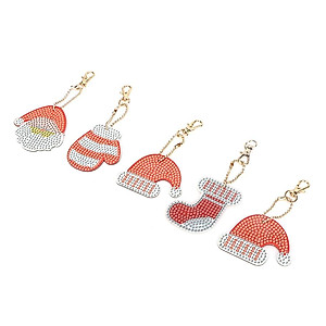 Hztyyier Diamond Painting Enfant 5 Ans 5Pcs 5D DiyPainting Christmas Keychain/Necklace Sticker Kits DIY Art Craft Kits for Kids and Adult