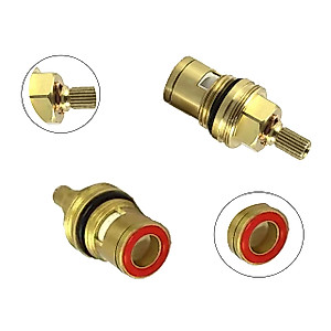 Faucet Valves, Brass Ceramic Stem Disc Cartridge Replacement Quarter Turn 1/2" for Bathroom Kitchen Tap (1 Pair Hot & Cold)