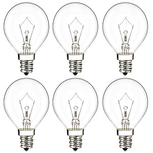 Snnalosses 25 Watt Wax Warmer Bulbs,Original Replacement Light Bulb for Full Size Scentsy Warmer & Candle Lamp,Long Life-Span and Melt Wax Fast,120 V/E12 Type G Bulb,Dimmable, Warm White,6 Packs