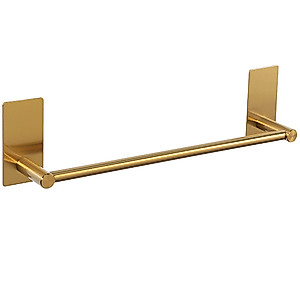 Alise Bath Single Towel Bar,Towel Rail Towel Rack Towel Hanger Towel Holder for Bathroom and Kitchen,Self Adhesive Free-Drilling Wall Hanging 12-Inch,GWLD030-G SUS 304 Stainless Steel Gold Finish