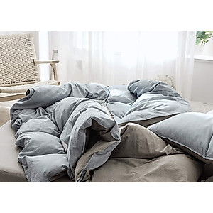 MOON'S SLEEPWARES / Herse Series / [ Sky Blue and Brown, California King Size ] [ 100% Cotton 200 Thread Count ] Duvet Cover Set (Duvet Cover with Two Pillow Cases) SJTDS240x275SB