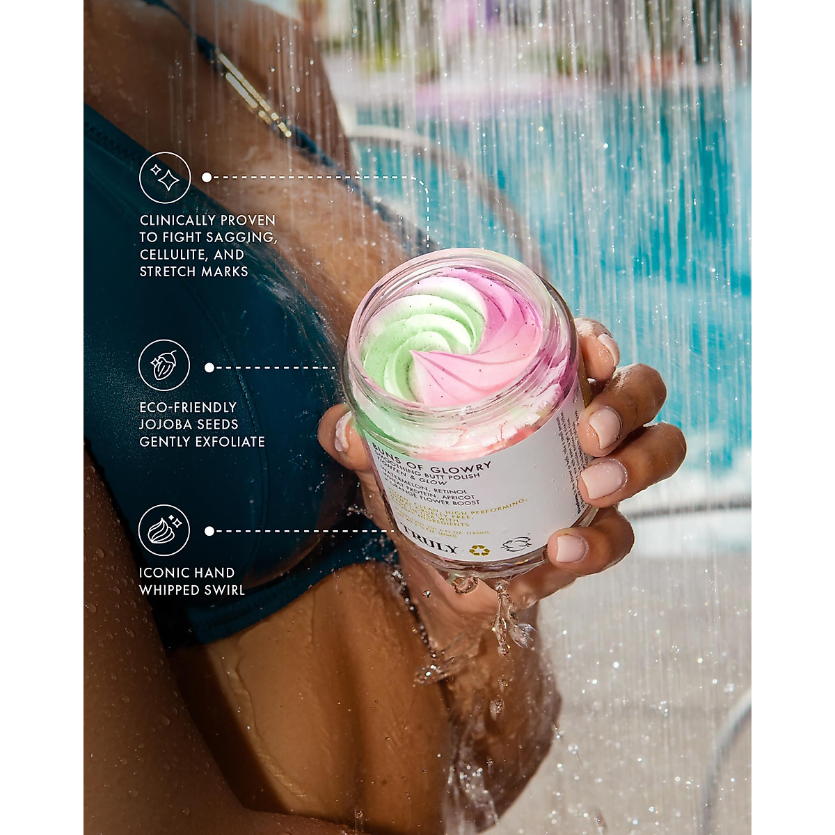 Truly Beauty Buns of Glowry Body Polish - Exfoliating Body Scrub - Brightening Body Scrubs for Women Exfoliation, Keeps Skin Hydrated, Helps Smoothen Cellulite and Stretch Marks - 2 OZ