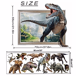 3D Dinosaur Wall Stickers Removable Vinyl Large Dino Stickers 10Pcs Peel and Stick Dinosaur Wall Decals for Family Living Room, Background Wall Decoration, Kids Boys Room