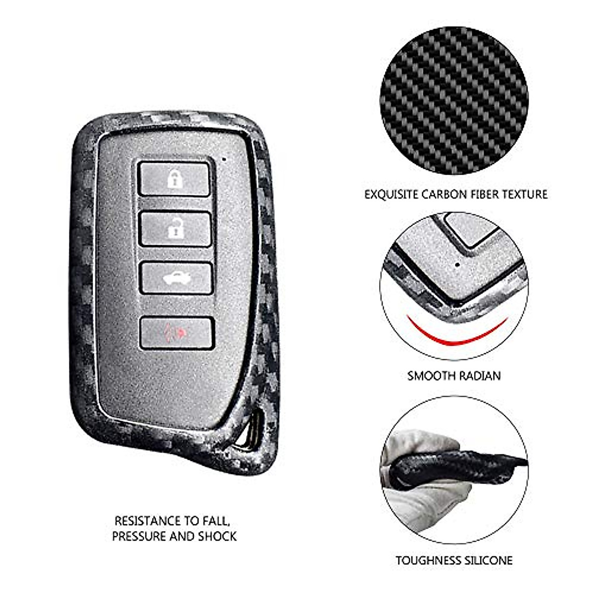 Ceyes Carbon Fiber Texture Protective Key Cover Car Smart Key Cover Car Remote Key Fob Cover for Lexus ES350 ES300h ES250 GS450 GS350 GS200 NX200 NX300H NX200T RX200T RC-F EX300 EX250 EX200