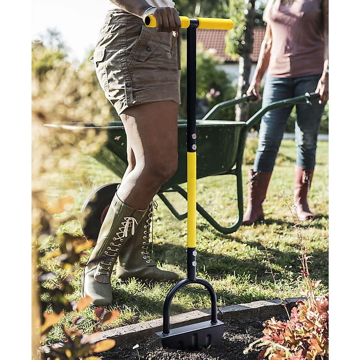 Byhagern Upgrade New Manual Edger, Half Moon Edger, Saw-Tooth Garden Edger Hand with Steel Long Handle, Lawn Step Edger for Garden Sidewalk Flower Beds