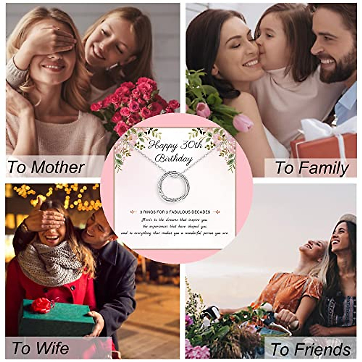 30th Silver Birthday Gifts for Women S925 Sterling Silver Birthday Necklaces 30th 40th 50th 60th 70th 80th Happy Mothers Day Jewelry 30 40 50 60 70 80 Year Old for Daughter Mom Friend Jewelry Gifts