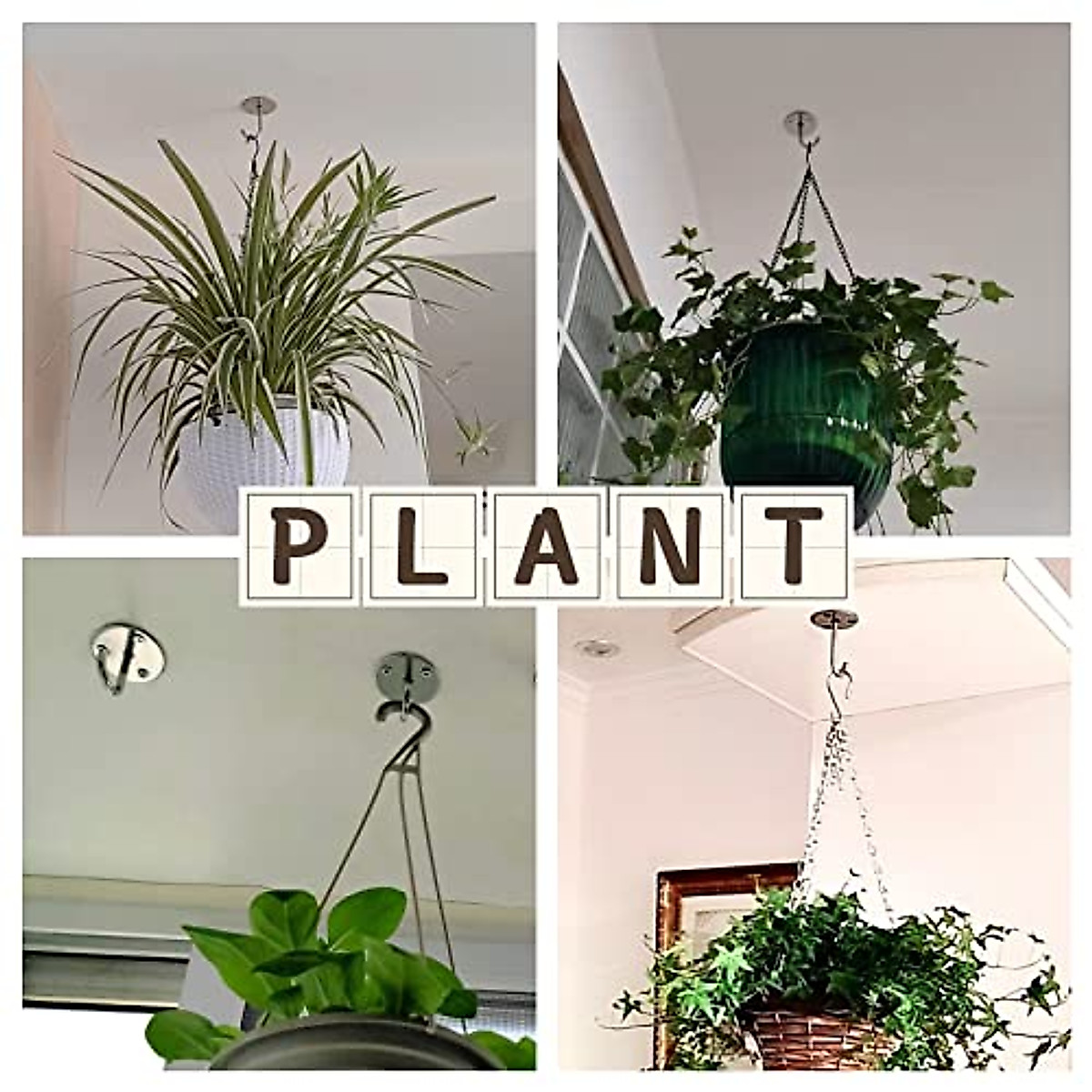 MIMOBEI Stainless Steel Utility Ceiling Hooks,60Lbs Ceiling Hooks Heavy Duty,Ceiling Hooks for Hanging Lights,Plants,Pots and Pans,Mugs,Ceiling Fan,Project Screen(4 Pack)