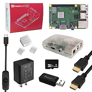 MakerSpot, Raspberry Pi 3 B+ Model B Plus Starter Kit by MakerSpot with 5v3a UL Listed Charger HDMI Cable Heat Sink & 32GB MicroSD Card
