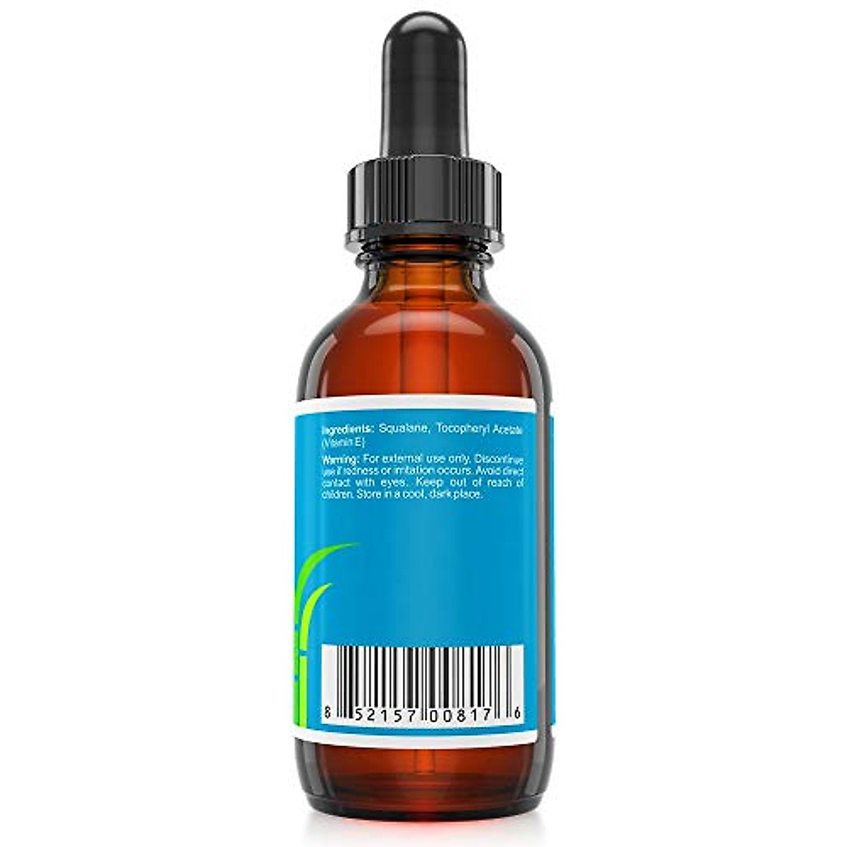 Pure Plant-Based Squalane Oil Boosted with Vitamin E (LARGE 2 oz) - Organic ECOCERT/USDA Certified Squalane Derived from Sugarcane - Best Moisturizer For Face, Body, Skin & Hair - 2 fl oz / 60 ml
