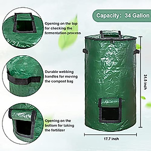 MyLifeUNIT Compost Bin Bags, Reusable Yard Waste Bags, 34 Gallon (2 Pack)