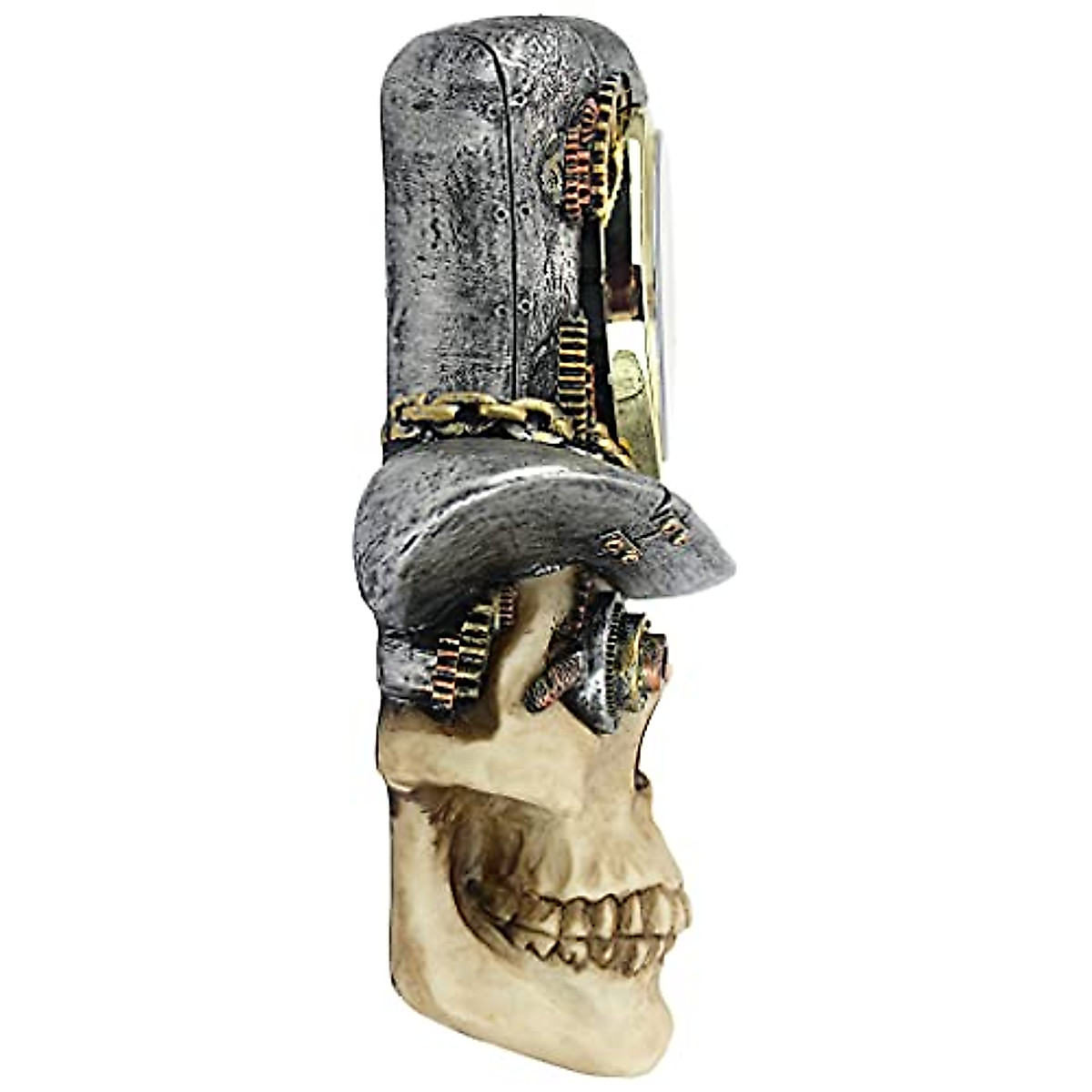 Design Toscano Steampunk Mad Hatter Skull Sculptural Wall Clock