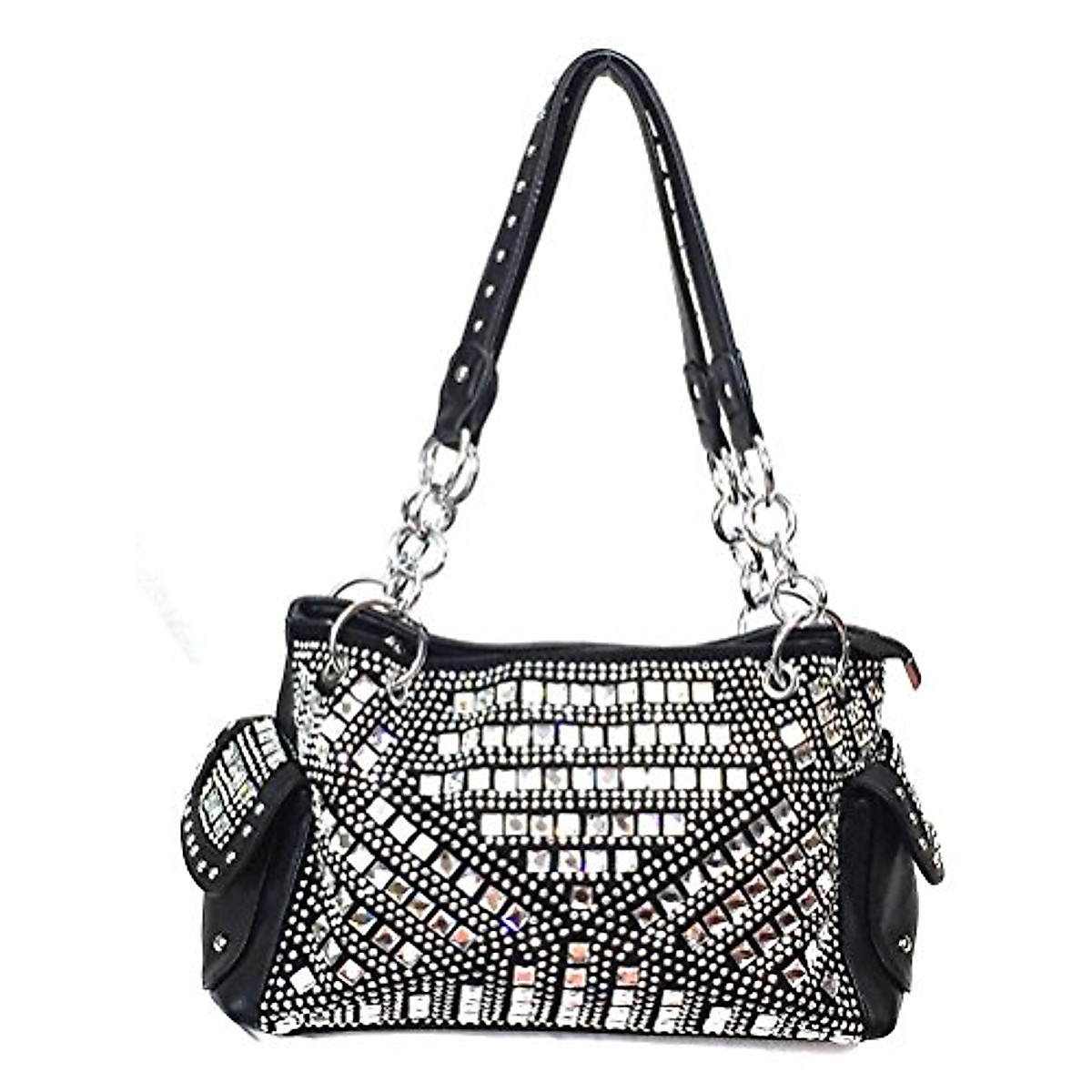 Zzfab Gem Studded Rhinestone Concealed and Carry Purse Black