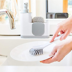 Vigar Rengo Monobloc 4-piece Sink Caddy Set, Includes Scrub Brush, Two-sided Sponge, Soap Dispenser and Scraper, Turquoise