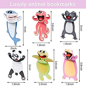 6 Pieces Wacky Bookmarks Animal Bookmarks 3D Squashed Bookmarks for Kids Students Teachers, Funny Bookmark for Reading (Mixed Style)