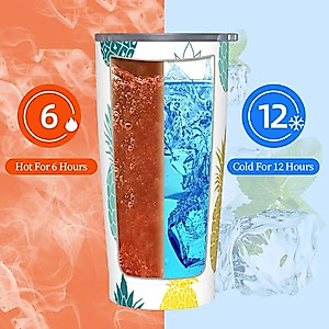 Yaxongx 20oz Tumbler Luscious Pineapples Double Wall Vacuum Insulated Coffee Mug with Lid and Metal Straw Brush Reusable Stainless Steel Water Bottle Travel Cup Gifts for Car Ice Drinks Hot Beverage