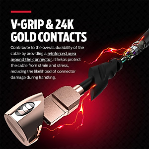 Monster 6Ft HDMI Electronic Cable 4K Ultra Hd with Ethernet Cord 60/120 Hz Refresh Speed 21Gbps 1080p Video Corrosion Resistant Gold Contact for Projector/Laptop/Monitor/Television/Personal Computer