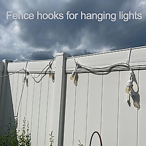 HiGift 12 Pack Vinyl Fence Hooks, 2 x 6 inch Patio Hangers Powder Coated Steel Fence Hangers for Hanging Plants, Planters, Bird Feeders, Lights, Pool Tools (White)
