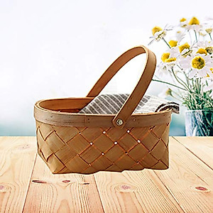 VORCOOL Seagrass Basket, Wooden Woven Storage Basket with Handle for Home 1PC