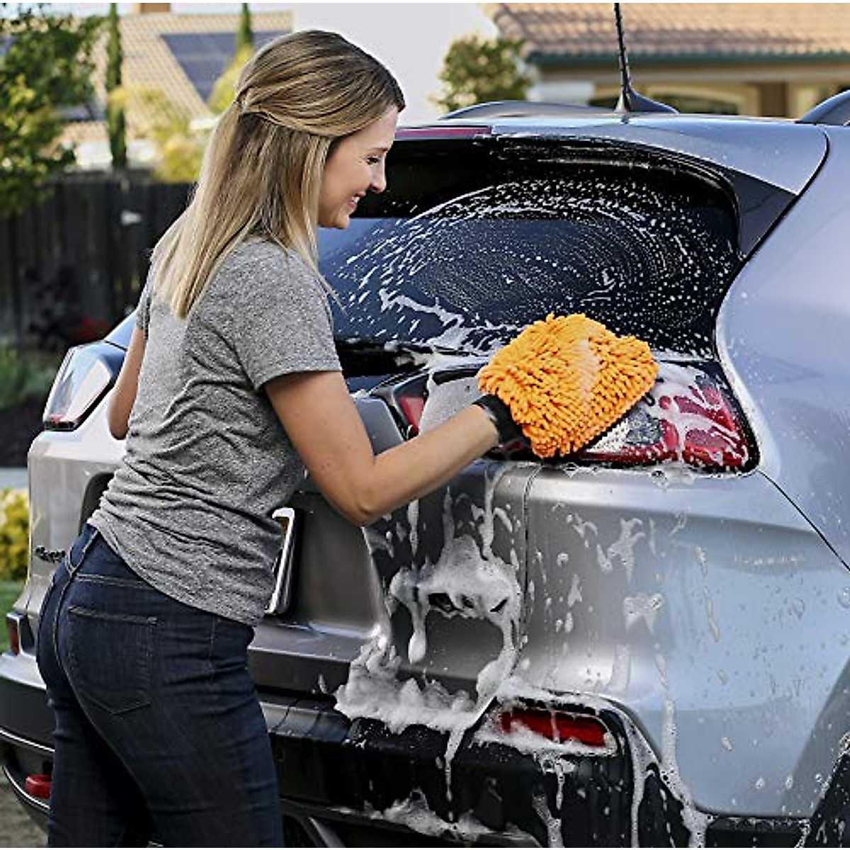 Microfiber Car Wash Mitt by Armor All, Noodle Tech Car Wash Glove for Clean Cars, Trucks, Motorcycles, 1 Each