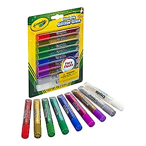 Crayola Washable Glitter Glue - Assorted Colours (Pack of 9) | Add Some Extra Sparkle to Your Arts & Crafts! | Ideal for Kids Aged 3+