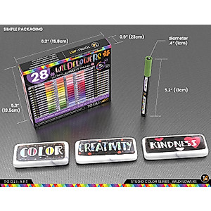 28 Wildflower Colors Acrylic Paint Pens Studio Color Series Markers Set 0.7mm Extra Fine Tip, Rock Painting, Glass, Mugs, Wood, Metal, Canvas, DIY, Detailing. Non Toxic, Waterbased, Quick Drying