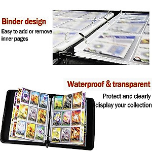 Trading Card Binder Fit 900 Cards Pokemon Card Binder 9-Pocket with 50 Removable Sleeves Trading Card Holder Binder for Most Standard Size Game Cards