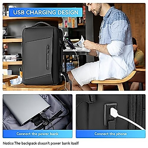 MARK RYDEN Travel Backpack for Men, 38L Airline Approved Carry on Backpack with 17.3 Inch Laptop Compartment and USB Charging Port, Waterproof Business Backpack Ideal for Traveling, Working, Daily