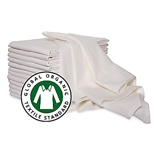 AMOUR INFINI Flour Sack Kitchen Towels - Pack of 12 Organic Cotton Kitchen Towel - Washable Super Absorbent Flour Sack Kitchen Towels - Cloth Napkins, Cheese Strainers (28x28 inches - Off White)