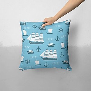 iiRov Subtle Blue Ships and Anchors - Custom Decorative Home Decor Indoor or Outdoor Throw Pillow Cover for Sofa, Bed or Couch Cushion (Pillow CASE Cover ONLY)
