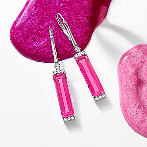 Ross-Simons 12.29 ct. t.w. Pink and White Topaz Drop Earrings in Sterling Silver