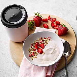 EasiYo Yogurt Starter Kit | EasiYo Yogurt Maker, Storage Jar and Greek Style Strawberry Flavored Yogurt Base (35oz, Makes 7 Servings) | Fresh Homemade Yogurt | New Zealand Milk from Grass Fed Cows