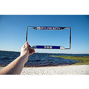 Zeta Phi Beta Sorority Crest Seal Metal License Plate Frame for Front or Back of Car Officially Licensed (Crest LP Frame)