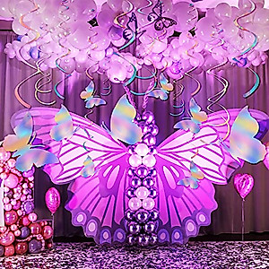 30 Pieces Iridescent Hanging Swirl Decorations Laser Butterfly Hanging Swirl Sparkly Transparent Plastic Streamers Ceiling Decorations Birthday Butterfly Themed Fairy Party Butterfly Decorations