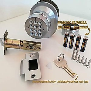 SoHoMiLL ® Electronic Keypad Door Knob and Lock Set with Backup Mechanical Key (Spring Latch Lock; Not Deadbolt; Not Phone Connected), Single Front keypad YL 99 Upgraded Model-B