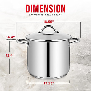 Bakken-Swiss Deluxe 24-Quart Stainless Steel Stockpot w/Tempered Glass See-Through Lid - Simmering Delicious Soups Stews & Induction Cooking - Exceptional Heat Distribution - Heavy-Duty & Food-Grade