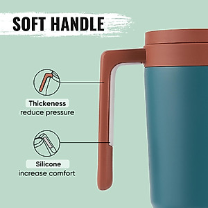 Fijinhom 40 oz Tumbler with Handle and Straw, Triple Layer Insulated Stainless Steel Water Bottle with Infuser, Travel Tumbler Fit Most Cupholder, Gifts for Women & Men, Lake Blue