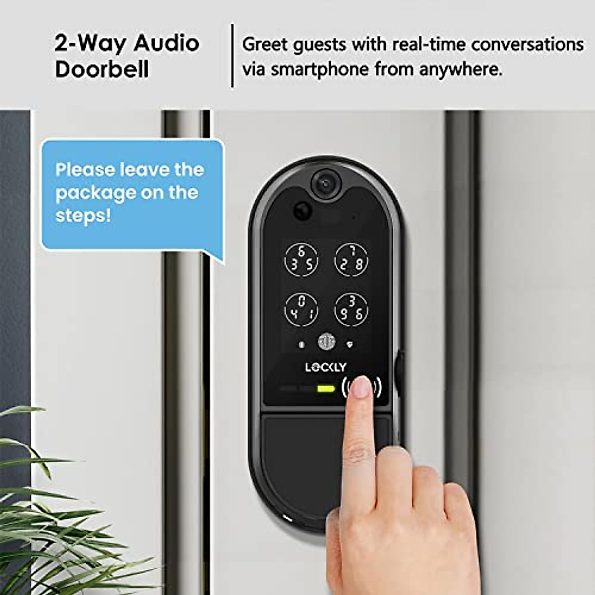 Lockly Vision Elite - WiFi Video Smart Lock with Night Vision Camera, Motion Sensor, Biometric Fingerprint, Voice Control, App Remote Control, Doorbell, Solar Panel, Digital Keypad, Matte Black