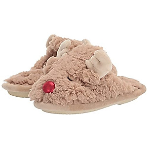 Dearfoams Matching Family Holiday Christmas Reindeer & Turkey Scuff Slipper, Kids Reindeer, US 7-8 Unisex Toddler