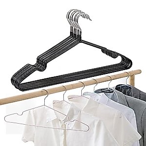 JINGXINMY Clothes Hangers 20 Pack,Non-Slip Rubber Coated MetalShirt Blouse Hanger, for Coat, Suit, Bridesmaid Wedding, Metal Slim Wire Hanger (Heavy Duty Black, 20)