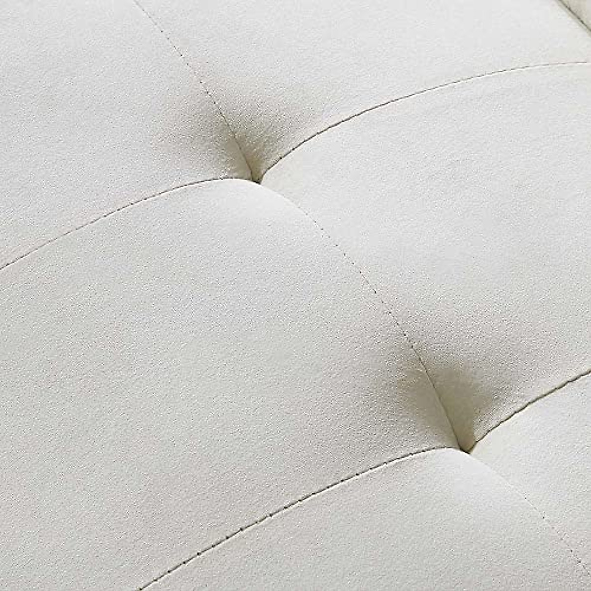 Lin-Utrend 67" Comfortable Velvet Couch，Convertible Sofa Bed, Living Room Sofas with Adjustable backrest and armrest, for Living Room, Apartment, Bedroom, Office, Shop(Beige)