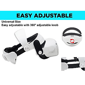 TNE Halo Headband for Oculus Quest 2 Headset Virtual Reality VR | Replacement Accessories for Oculus Quest 2 Elite Head Strap Reduce Head Pressure Enhanced Support (Soft Rear Cushion)