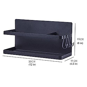 Lenotion Large Heavy Duty Magnetic Spice Rack-Magnetic Organizer for Refrigerator-Magnetic Wine Rack - Heavy Duty Magnet - 12" Wide - Black…