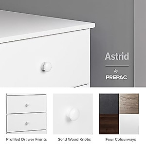Prepac Astrid Simplistic 4-Drawer Dresser for Bedroom, Functional Bedroom Dresser Chest of Drawers 18.25" D x 30" W x 34" H, White, WDBR-0401-1