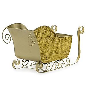 The Lucky Clover Trading Gold Glitter Sleigh Basket-Large 10in Container