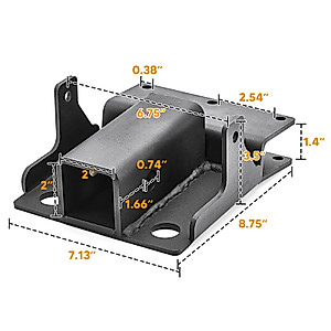 Dasen Rear Reverse 2" Receiver Trailer Tow Hitch Compatible with 2005-2016 Kawasaki Mule 600 610 and 2017-2024 Mule SX
