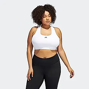 adidas Women's Plus Size Training Medium Support Racer Back Good Level Bra Padded w/ Removable Pads