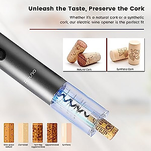Flauno Electric Wine Opener Rechargeable - Automatic Wine Bottle Opener, Electric Corkscrew Wine Opener with Foil Cutter, Vacuum Wine Stopper, Wine Aerator Pourer, Wine Gift Set (Black)