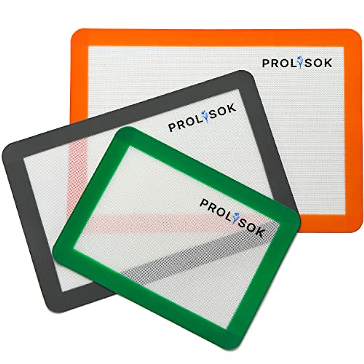PROLISOK Silicone Baking Mat Pack of 3 – Non-stick Reusable Baking Liners – Food Grade Safe Oven Mats for Cookies, Macarons & Pastry – Half Sheet, Jelly Roll & Quarter Flexible Cooking Mats