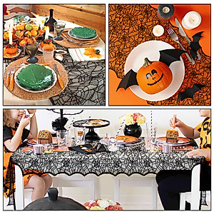 Halloween Table Runner, Black Lace Spider Webs Table Runners for Halloween Table Decor, 18 X 72 Inch Creepy Cover Table Runner Halloween Decorations Halloween Party Dinner Table Centerpiece Decoration