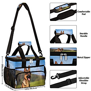 Bardic Cooler Lunch Bag German Shepherd Dog Insulated Lunch Box Grocery Bag Travel Cooler ，24-Can (15L)